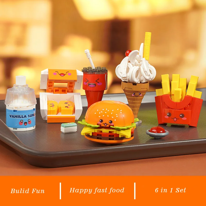Qman-Bricks-Set-Mini-Food-Toys-DIY-Building-Blocks-Food-Burger ...