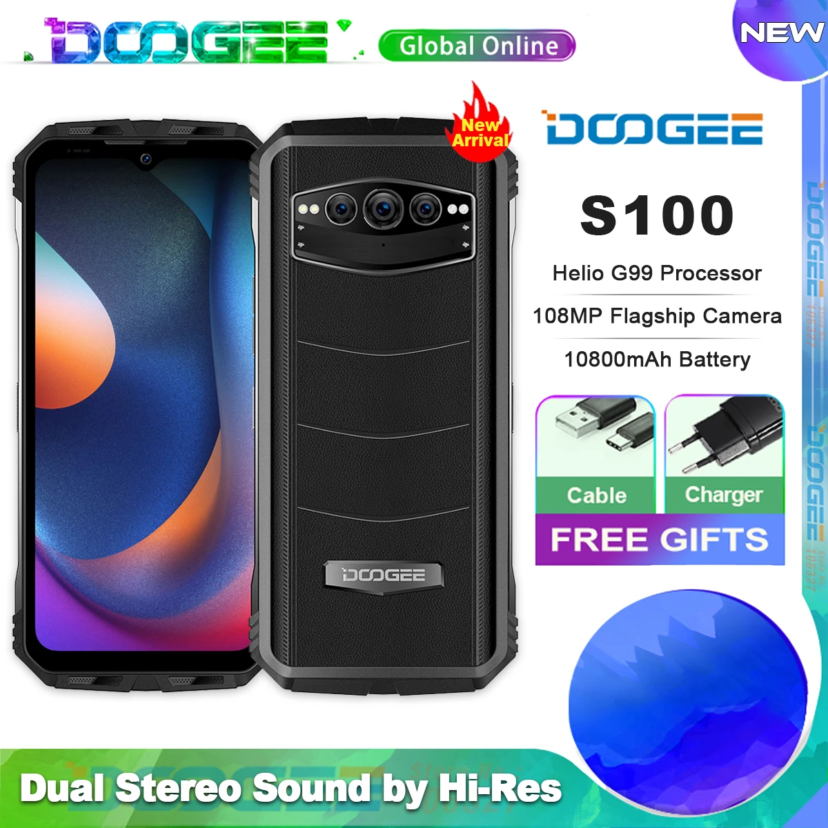Doogee S100 Rugged Phone Helio G99 6.58" 120hz Refresh Display 10800mah ...