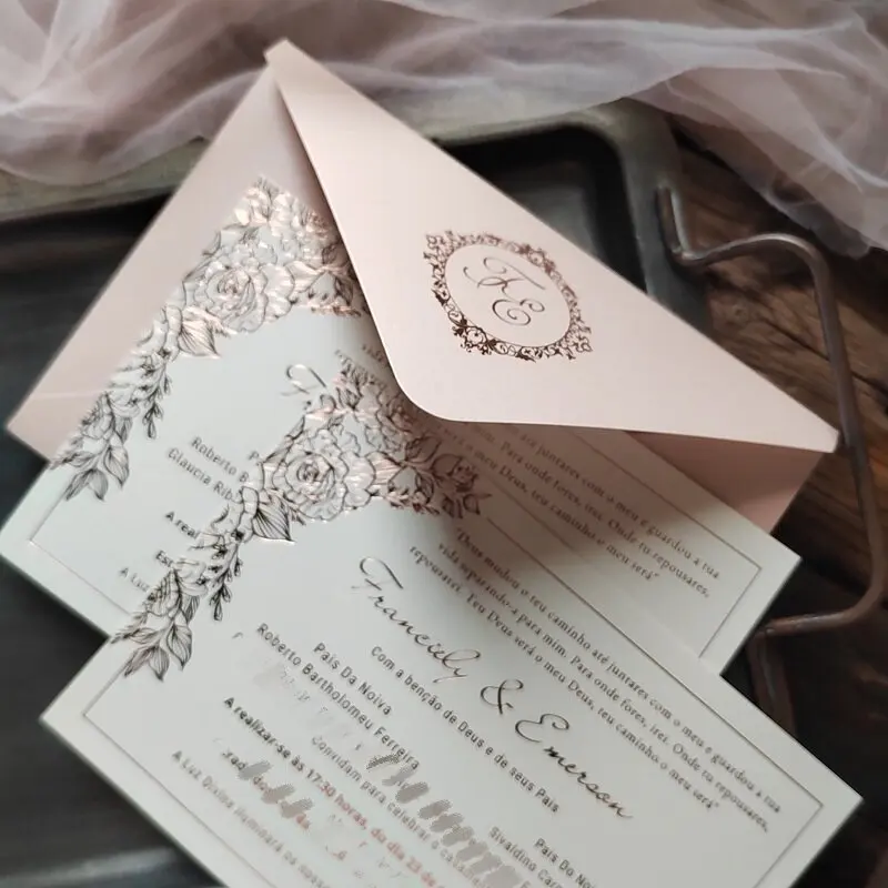 50pcs-Rose-Gold-Shiny-Invitation-Cards-with-Rose-Floral-Frame-and-Pink ...