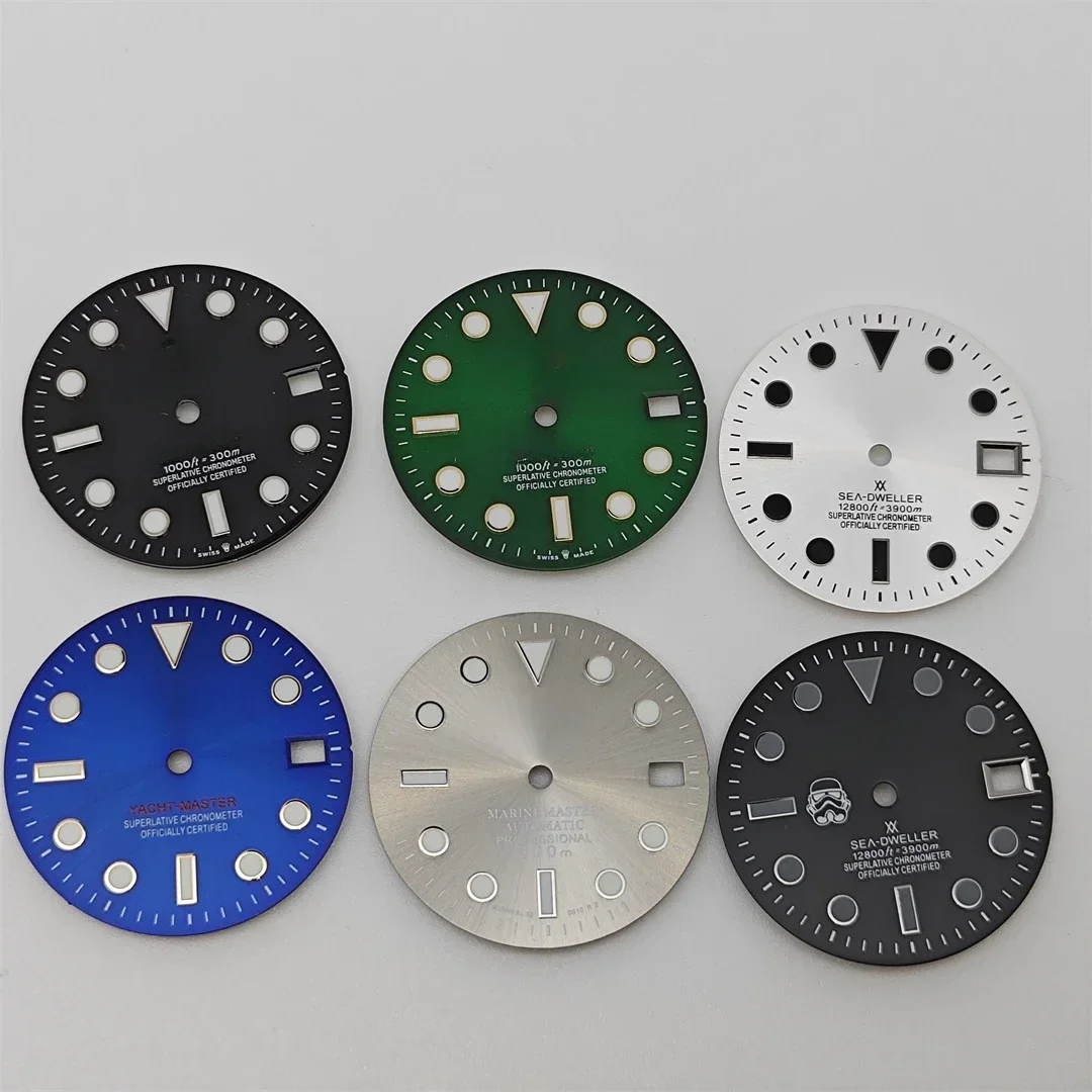 NH35-28-5mm-Watch-Dial-with-Green-Luminous-GMT-Mechanical-Yacht-SUB ...