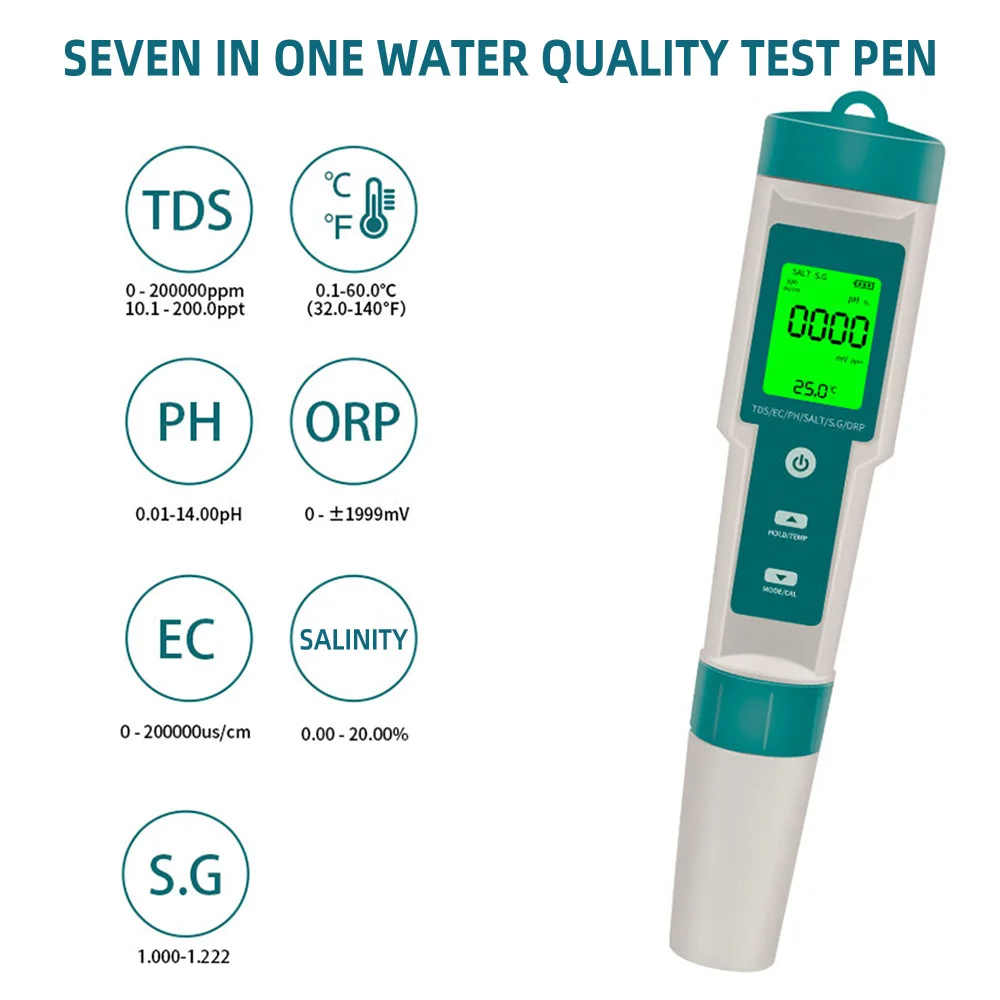 7-in-1-Salinity-PH-TDS-EC-ORP-SG-TEMP-LCD-backlight-Water-Quality-Meter ...
