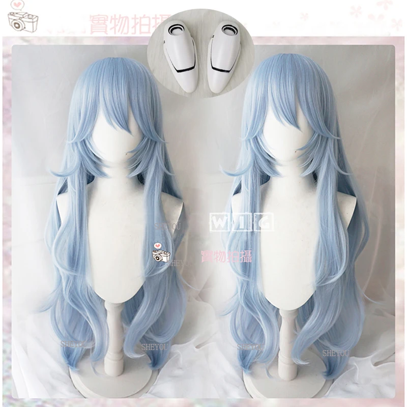 High Quality EVA Ayanami Rei Cosplay Wig 80cm Light Blue Long Wavy Hair ...