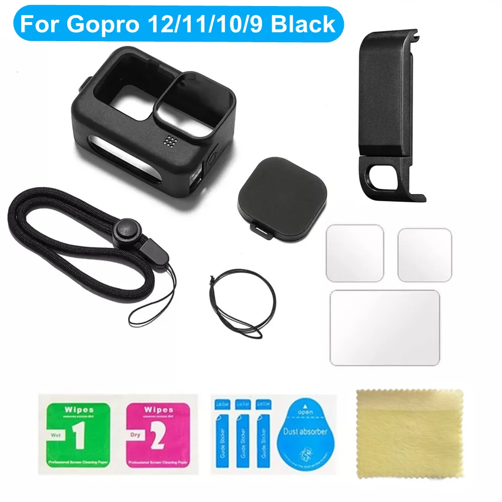 Silicone-Case-for-GoPro-Hero12-11-10-Black-Tempered-Glass-Screen ...