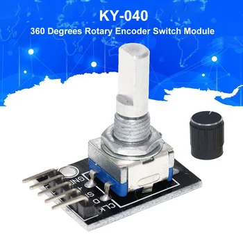 1-8PCS KY-040 360 Degrees Rotary Encoder Module with Knob Cap 5V Brick ...