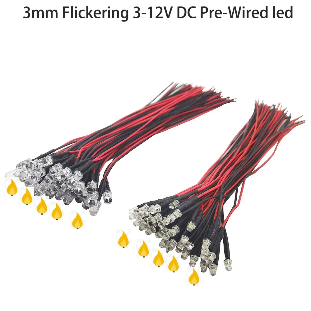 10pcs-3mm-5mm-Flickering-9V-12V-DC-Pre-Wired-Water-Clear-Candle-Leds ...