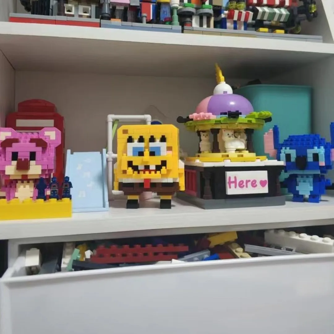 SpongeBob SquarePants Cartoon Building Blocks Anime Figure Patrick Star ...