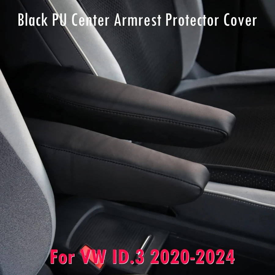2PCS Black PU Center Armrest Protector Cover for VW ID.3 2020-2024 ...
