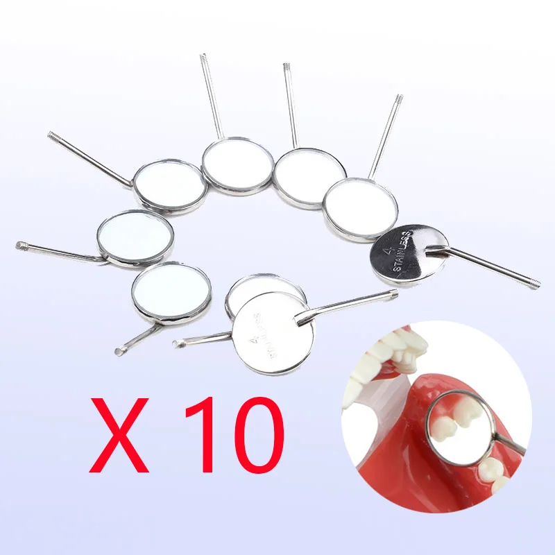 10Pcs-Stainless-Steel-Dental-Mouth-Mirrors-Reflector-Teeth-Cleaning ...