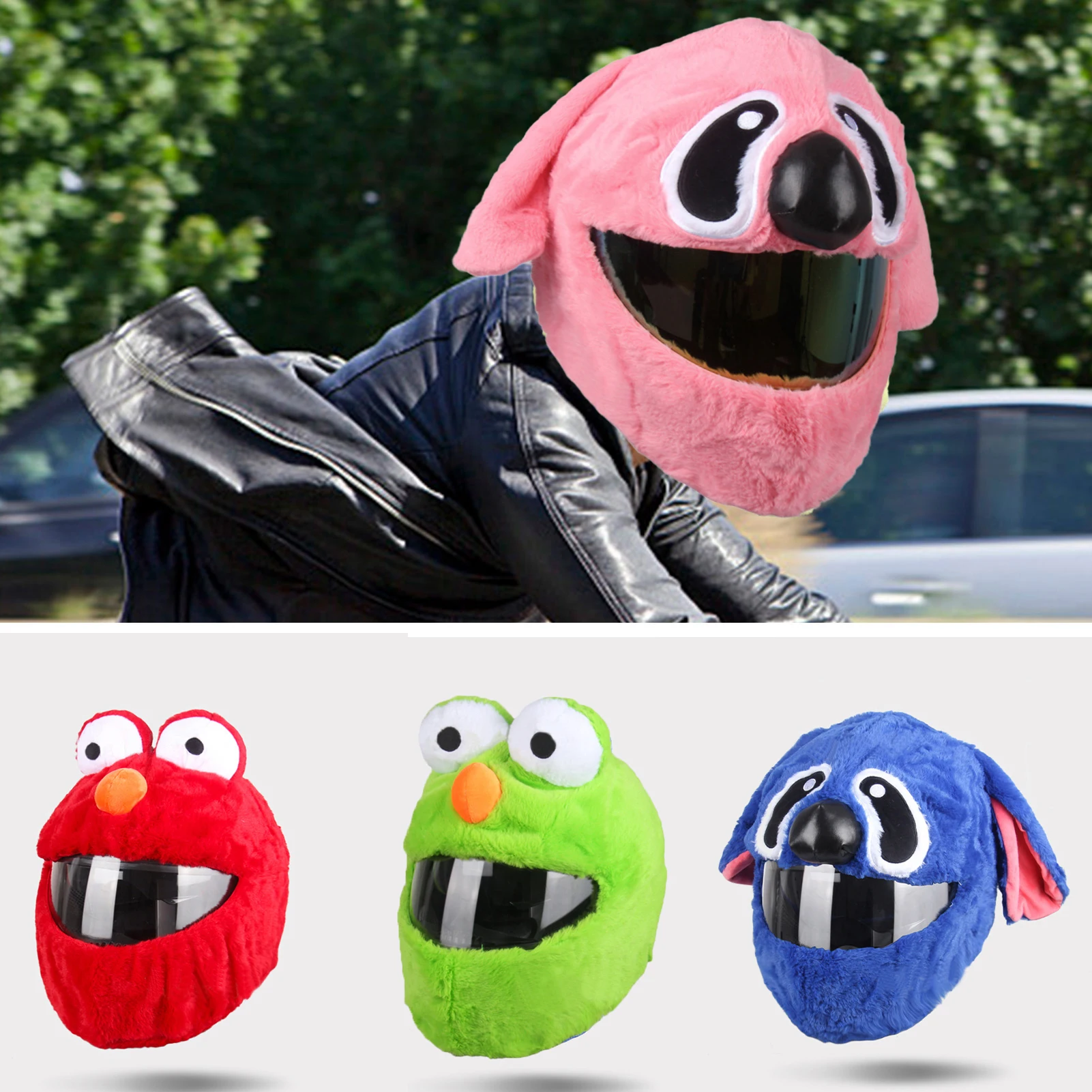 Motorcycle-Helmet-Cover-Cartoon-Plush-Helmets-Hat-With-Crazy-Large ...