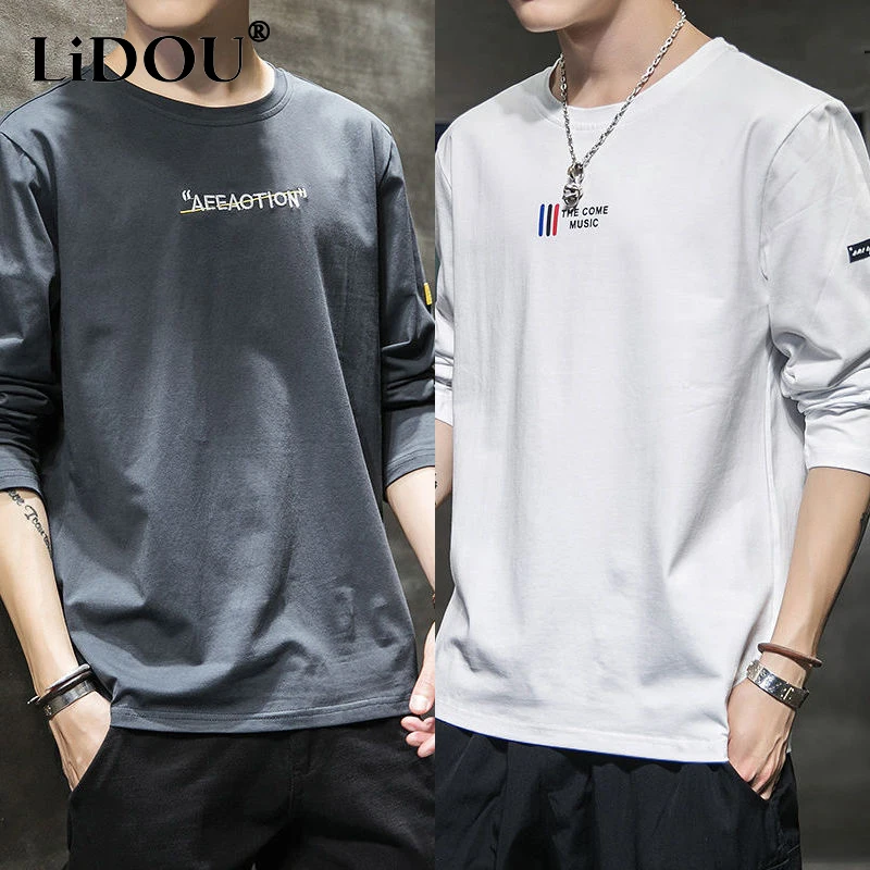 Spring-Autumn-Fashion-Trend-Loose-Casual-T-shirts-Men-Long-Sleeve ...