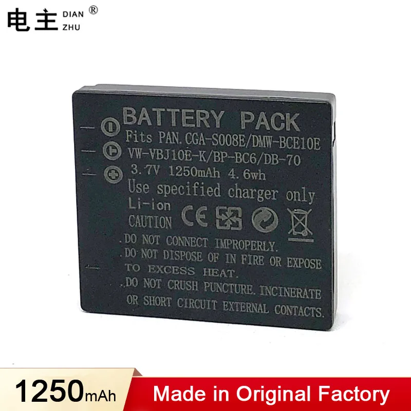 Cga-s008e Dmw-bce10e Vw-vbj10e Battery For Panasonic Lumix Dmc-fs3 Fs5 ...