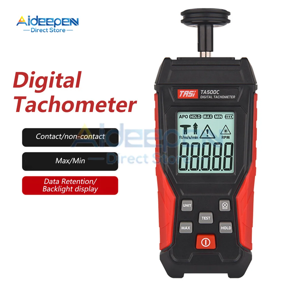 2 in 1 TA500C Digital Laser Tachometer 3-100000RPM Rang Rpm Meter ...
