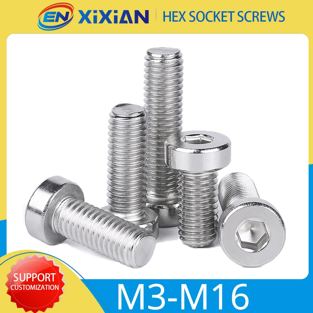 M4 304 Stainless Steel Hex Socket Head Screw Bolt - M3 M4 M5 M6 M8 M10 M12 M16 Hex - Aliexpress