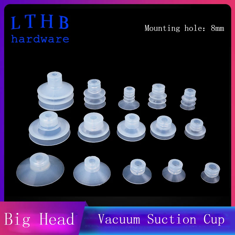 Pneumatic Suction Cup White Silicone Rubber 8mm Mounting Hole Sucker ...