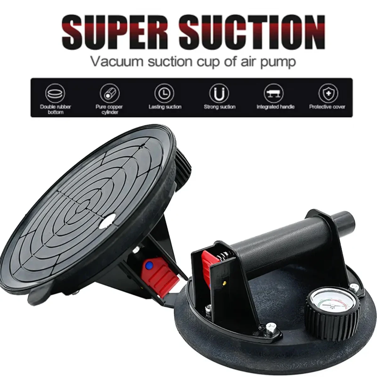 New-8-Inch-250KG-Air-Pump-Vacuum-Suction-Cups-Powerful-Heavy-Duty ...