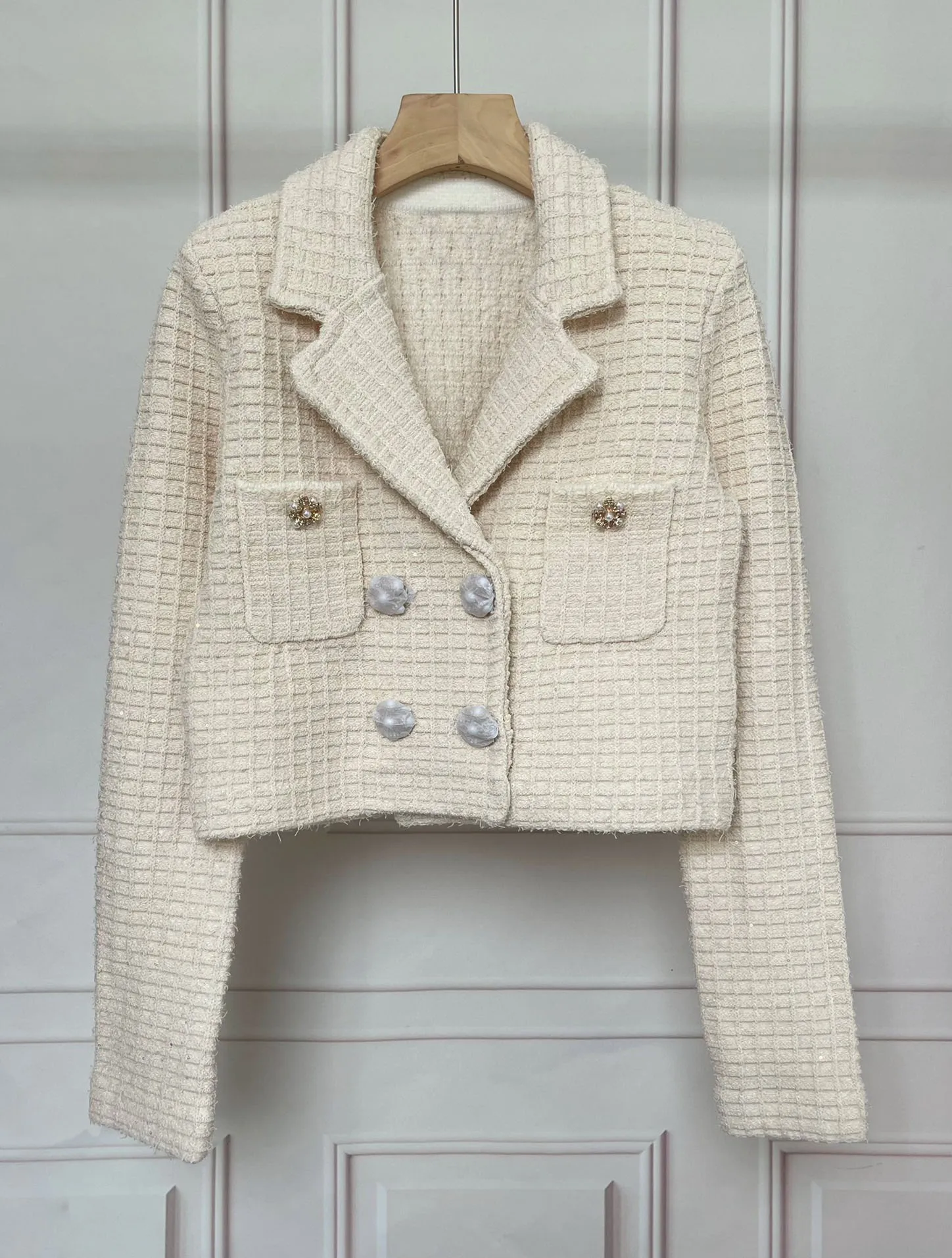 New-Arrival-Women-Fashion-Tweed-Long-Sleeve-Slim-Short-Suit-Coat ...