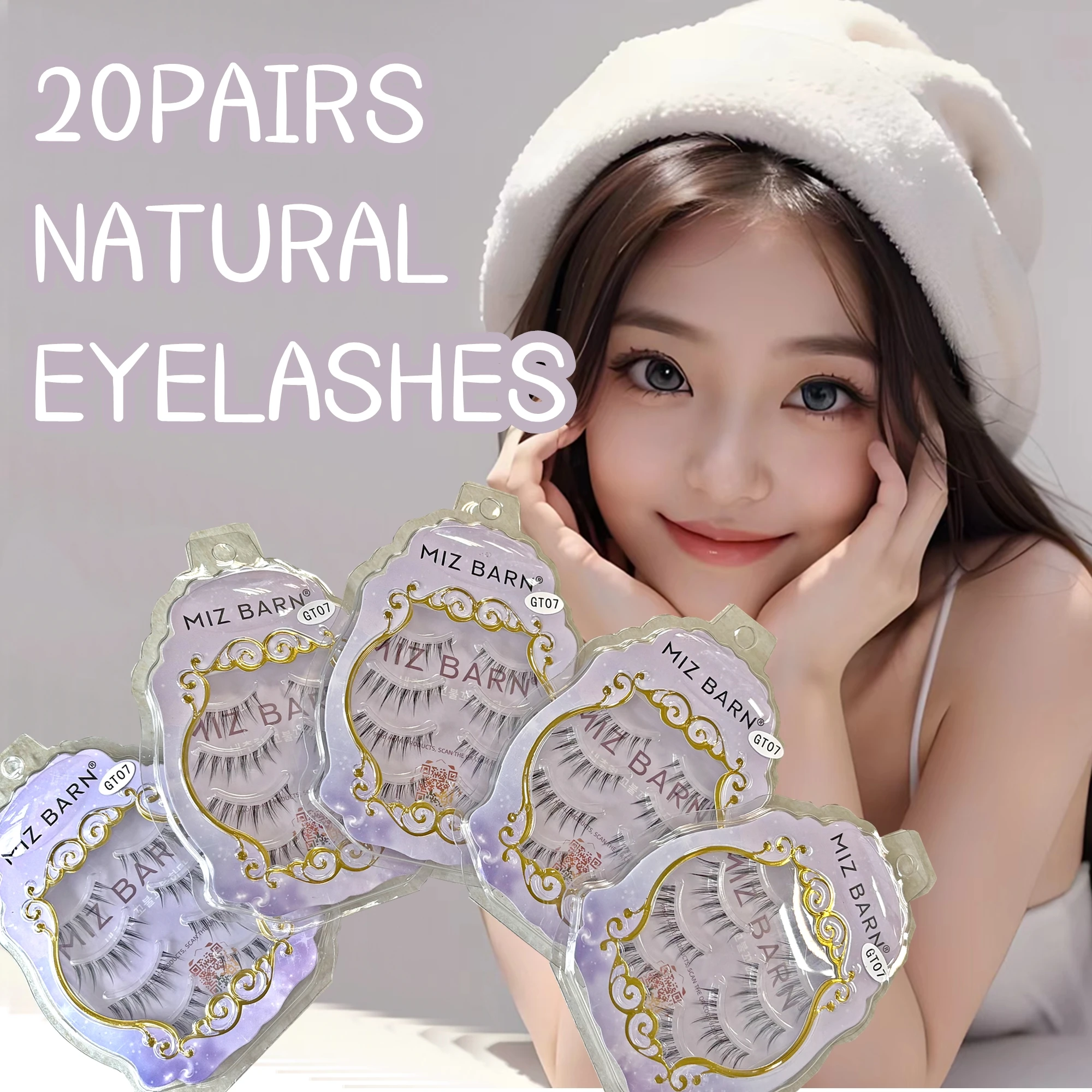 20pairs-Natural-False-Eyelashes-Thin-Band-Hand-Made-Short-Lighter ...