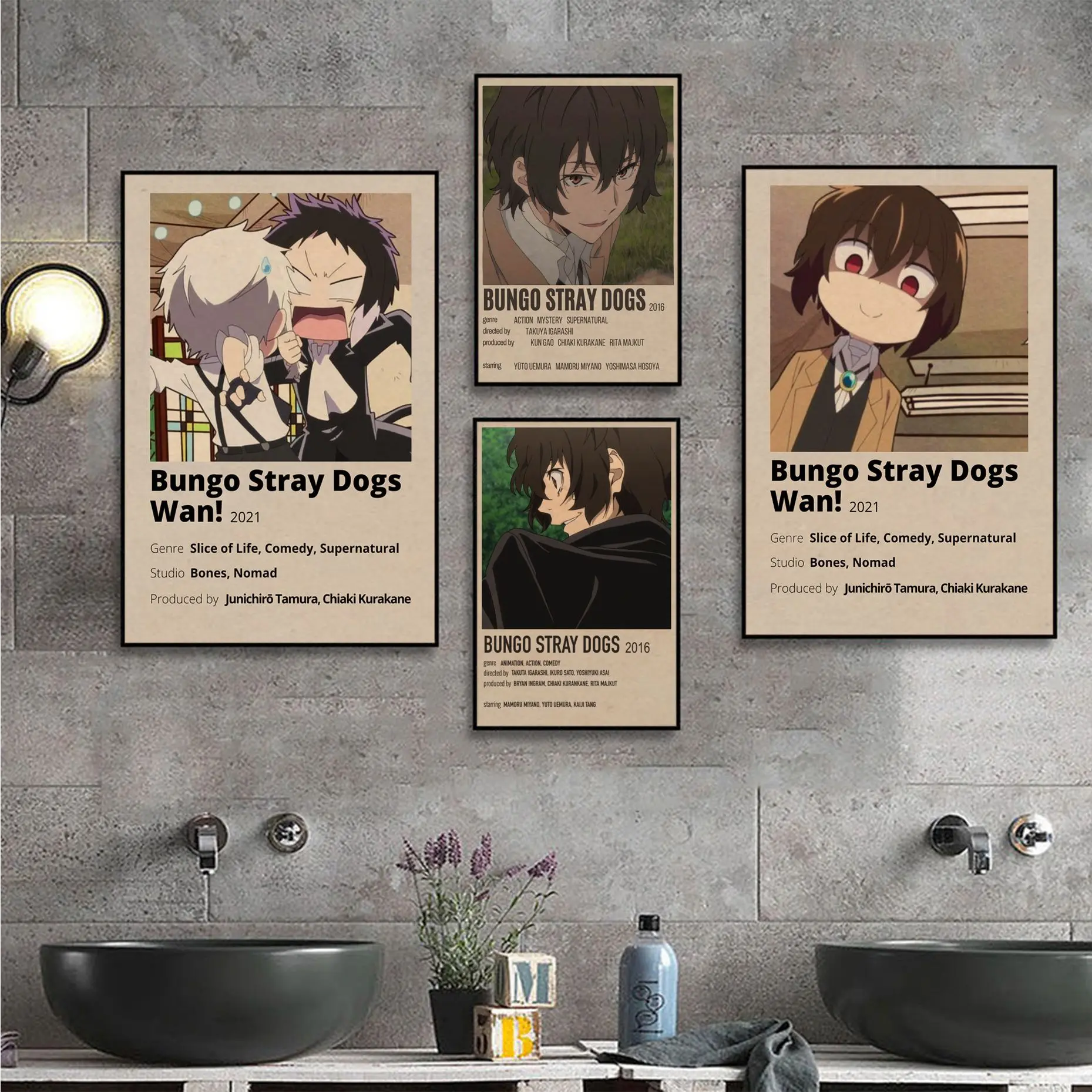 Japanese-Anime-Bungou-Stray-Dogs-Retro-Kraft-Paper-Poster-Vintage-Room ...