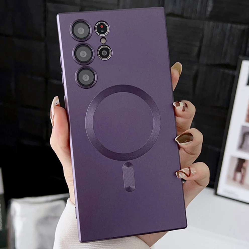 Luxo magnético de carregamento sem fio para magsafe caso para samsung galaxy s23 s22 s21 ultra ...