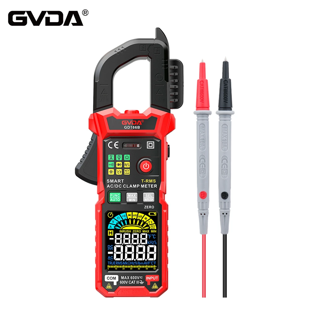 GVDA Professional Digital Clamp Meter AC DC Current 6000 Counts True ...
