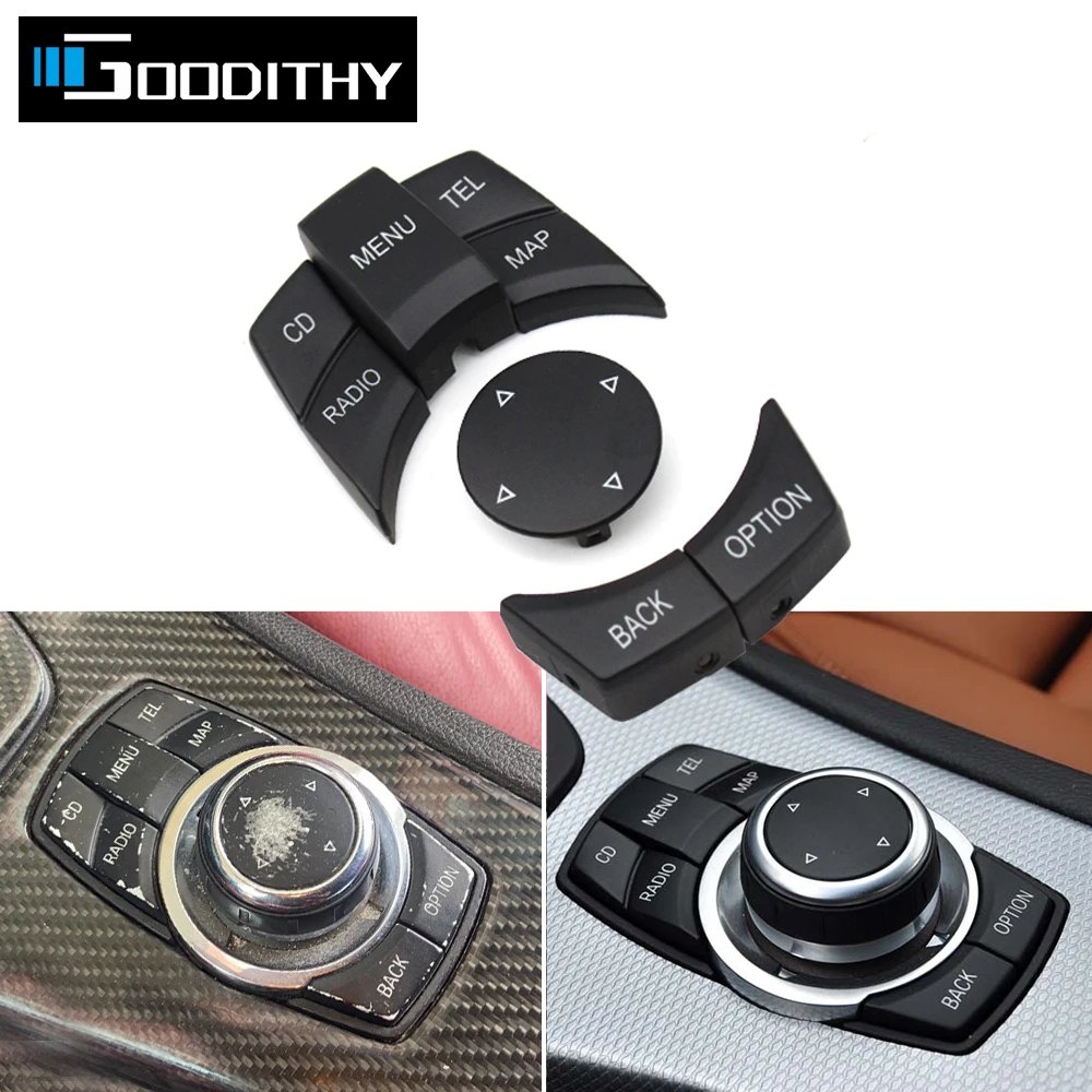 Car Console Multimedia Control Knob Button Cover For BMW 1 3 5 X1 X5 X6 ...