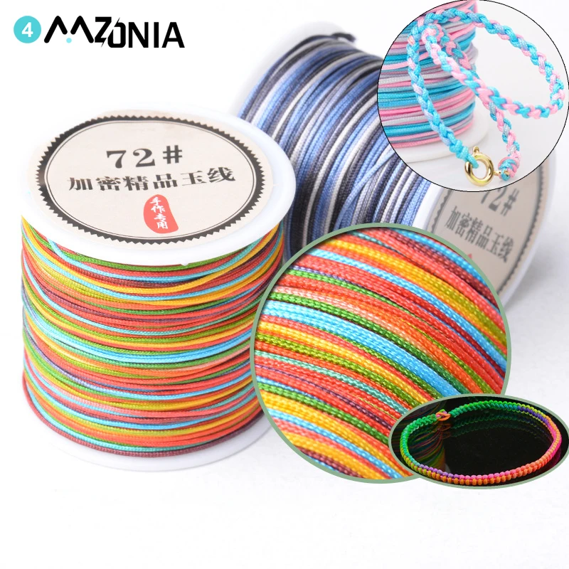 50m/rolo 0.8mm Fio De Náilon Cabo Nó Chinês Macrame Cordão Pulseira ...