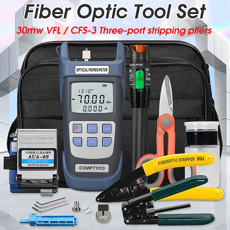 21pcs-set-FTTH-Fiber-Optic-Tool-Kit-with-Fiber-Cleaver-70-10dBm-Optical ...