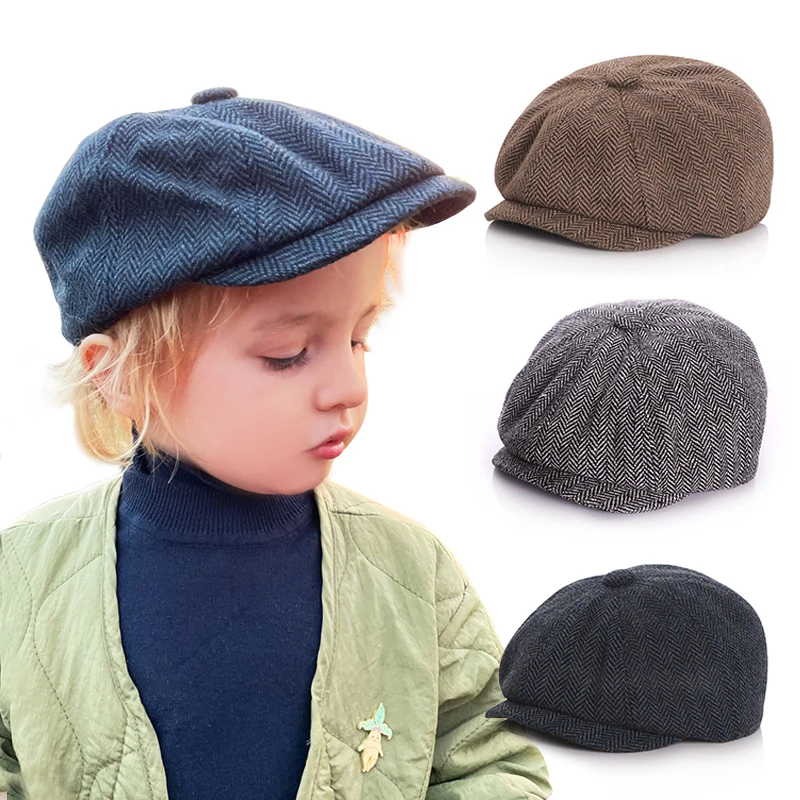 Kids Hat For Girl And Baby Boy Children Beret Caps Octagonal Clothes ...