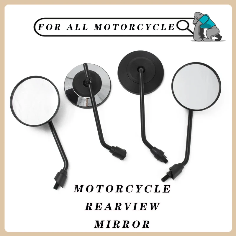 2pcs-Universal-Retro-Adjustable-Matte-Black-Silver-Round-Motorcycle ...