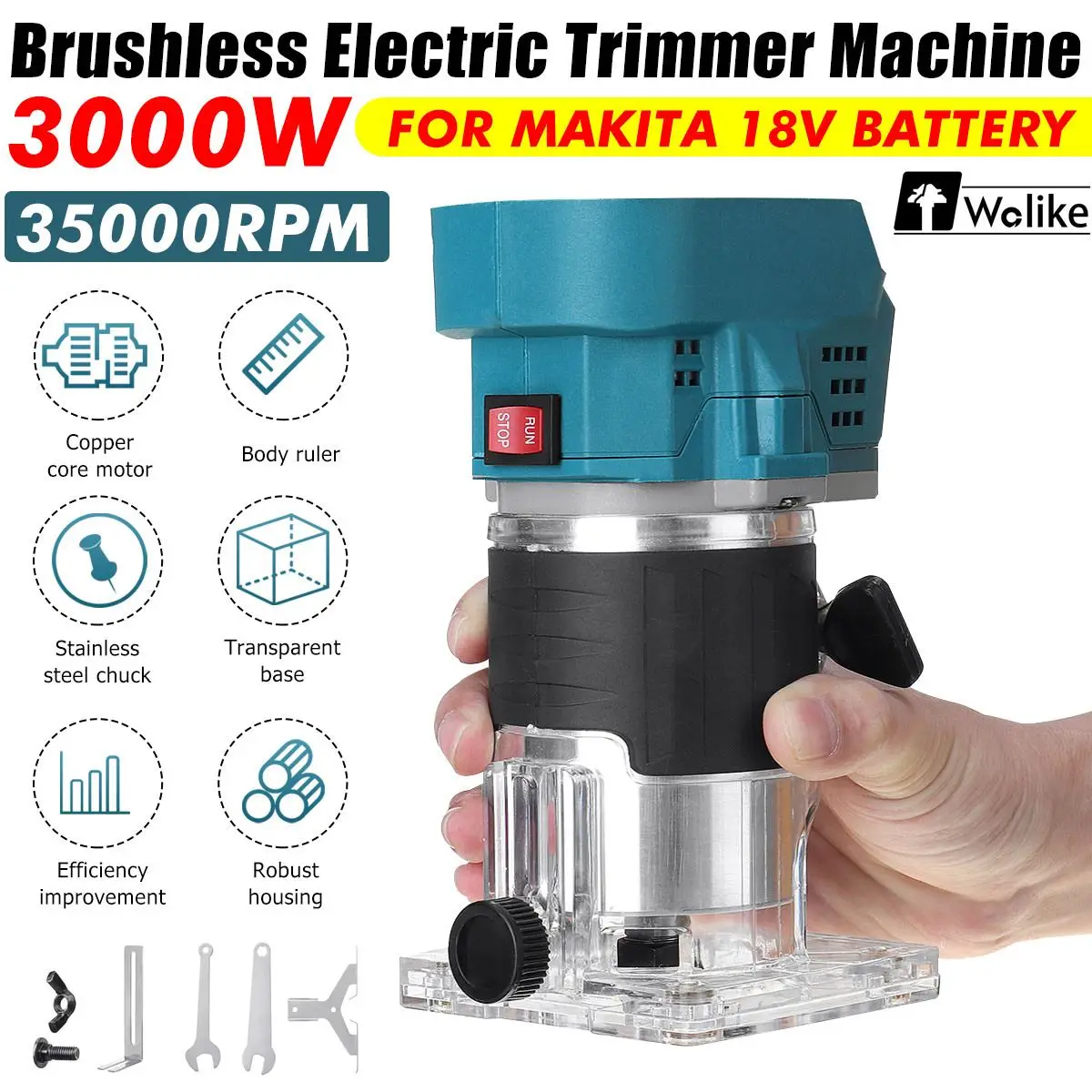 3000W-Cordless-Woodworking-Electric-Trimmer-Brushless-Engraving ...