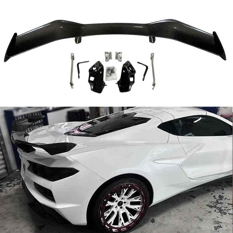 For 20-Up Corvette C8 Z06 Z07 Package Z06 DRY CARBON FIBER Rear Wing ...