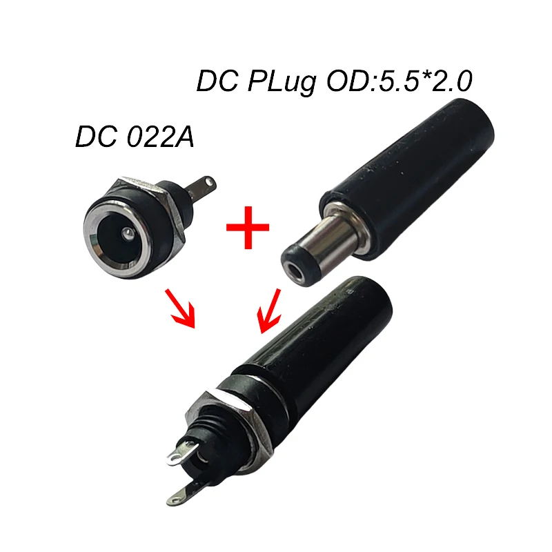 5Sets-DC-Power-Connector-Pin-2-0x5-5mm-Female-Add-Male-Plug-Jack-Socket ...