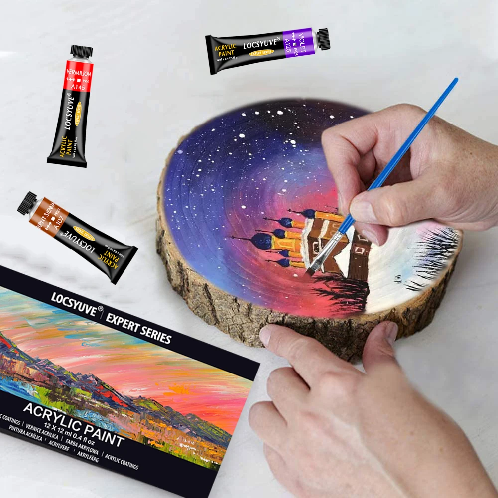 Locsyuve Acrylic Paint Set Of 24 Colors Tubes (12 Ml/0.4 Oz) Non Toxic ...
