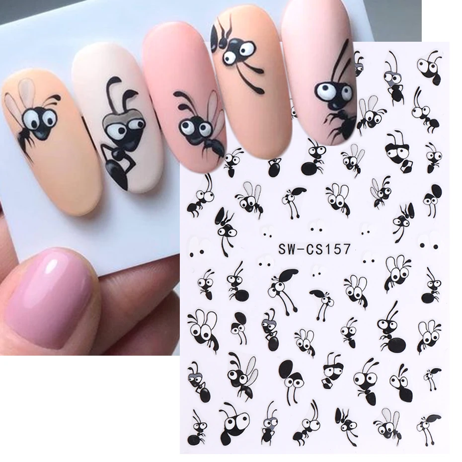 Cartoon-Ant-Nail-Stickers-3D-Cute-Animal-Chicken-Egg-Funny-Expression ...