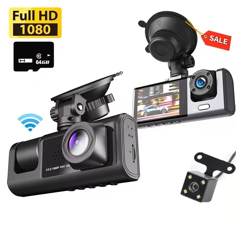3-Lens-Car-DVR-Camera-HD-1080P-Inside-Vehicle-Dash-Cam-Three-Way-Front ...