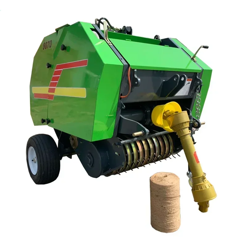 Tractor mounted PTO mini round hay straw baler machine strapping ...