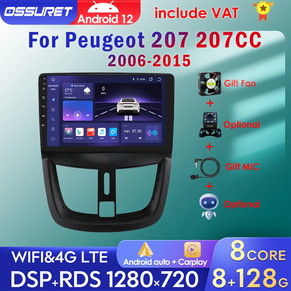 Autoradio-Android-pour-KIT-207-207CC-2006-2015-CarPlay-sans-fil-Auto ...