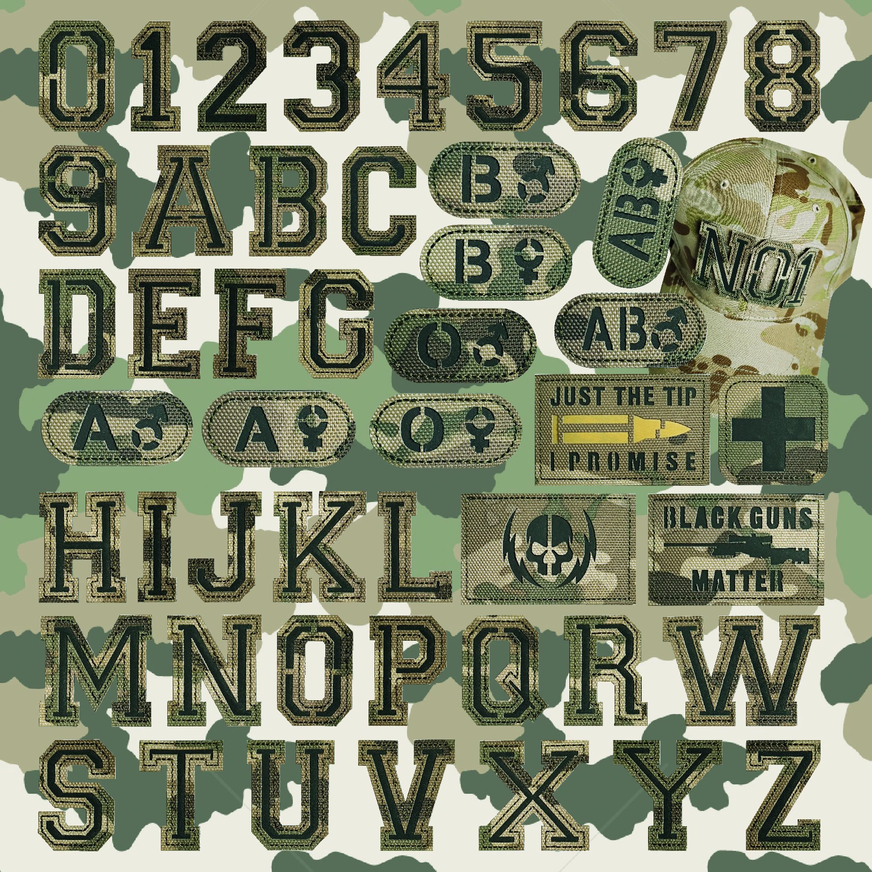 Camouflage Custom Name English Letter Patch Military Backpack Baseball ...