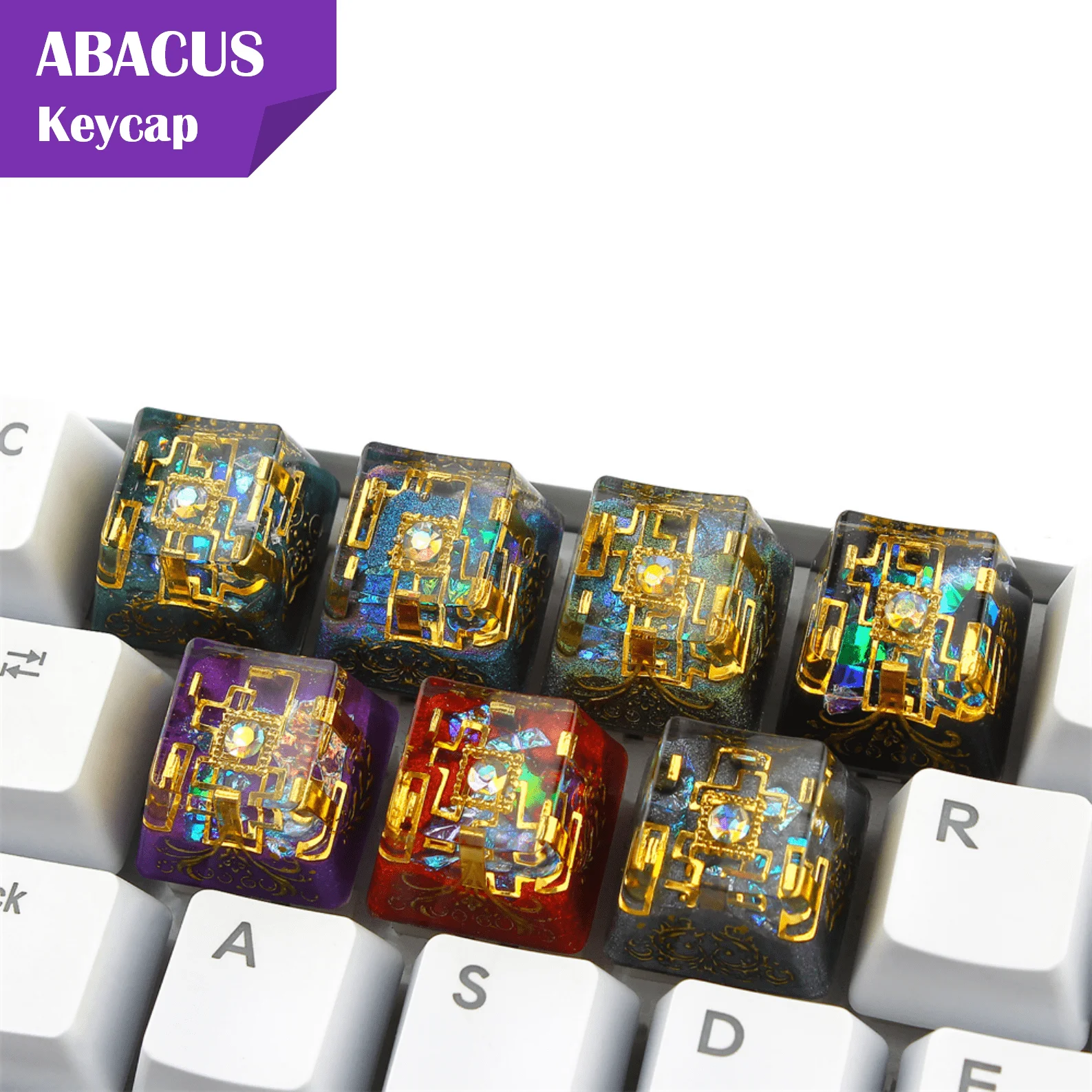 ABACUS-Resin-Keycaps-OEM-R4-Cherry-MX-Switch-Secret-Gold-Realm-Artisan ...