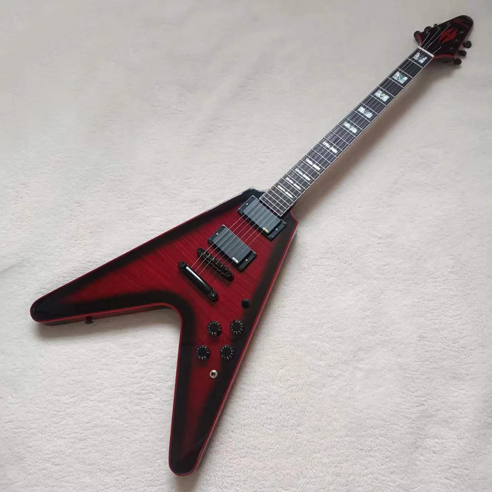Guitarra-El-ctrica-Flying-V-OEM-Flame-Maple-top-diapas-n-de-palisandro ...