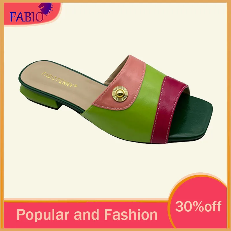 FABIO PENNY Women's Low-Heeled Slippers Polka Dot Design with Exquisite ...