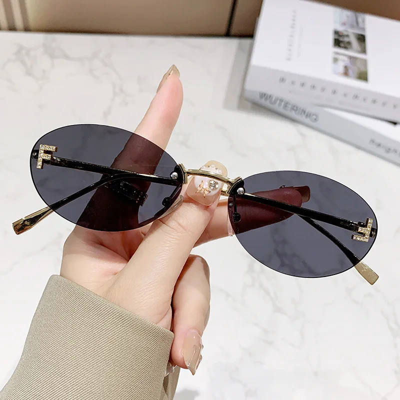 Fashion-Retro-Oval-Rimless-Sunglasses-for-Women-Diamond-Letter-F-Small ...