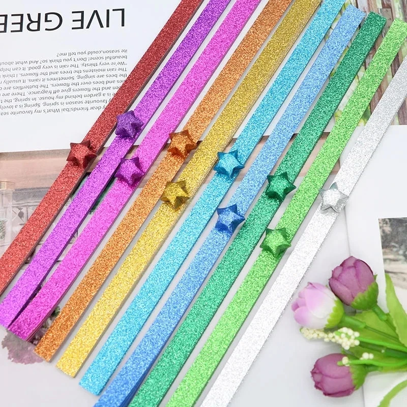 Thickened Glitter Powder Handmade Origami Quilling Star Paper Mixed ...