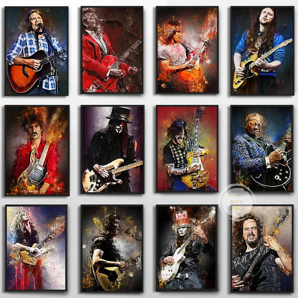 Watercolour Legendary Guitarist Poster Guitarist Fans Gift Rock Music ...
