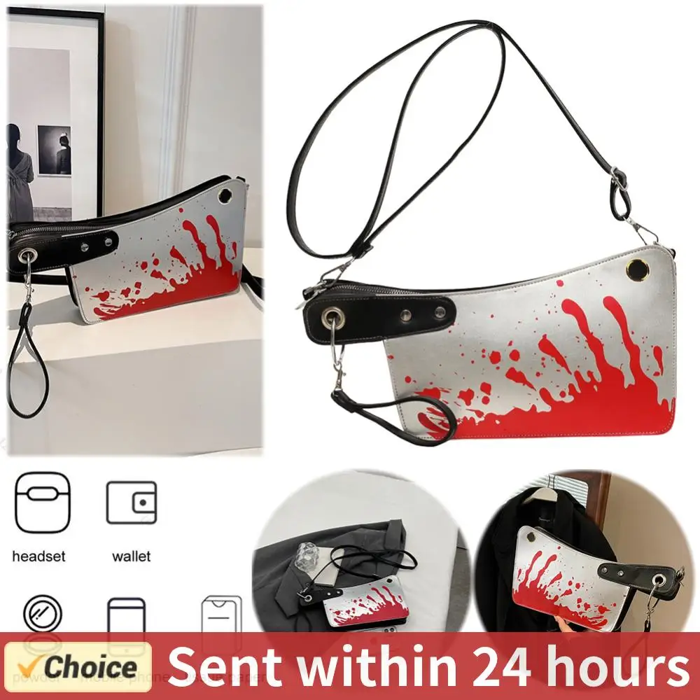 Women Horror Crossbody Bag PU Leather Bloody Satchel Bag Adjustable ...