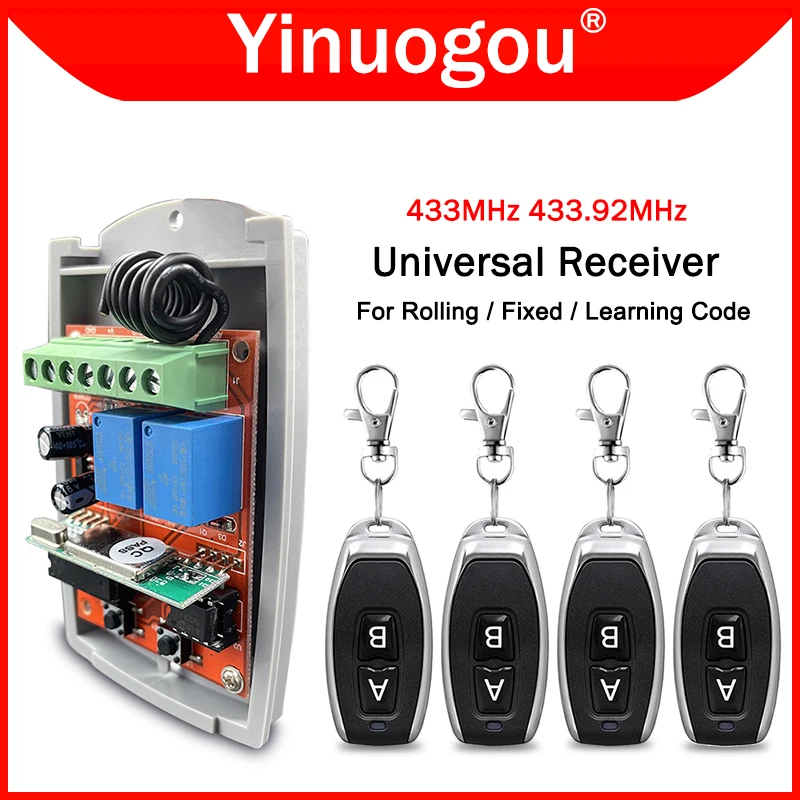 12-24V 433MHz Universal Receiver Garage Door Remote Control 2 Channels ...