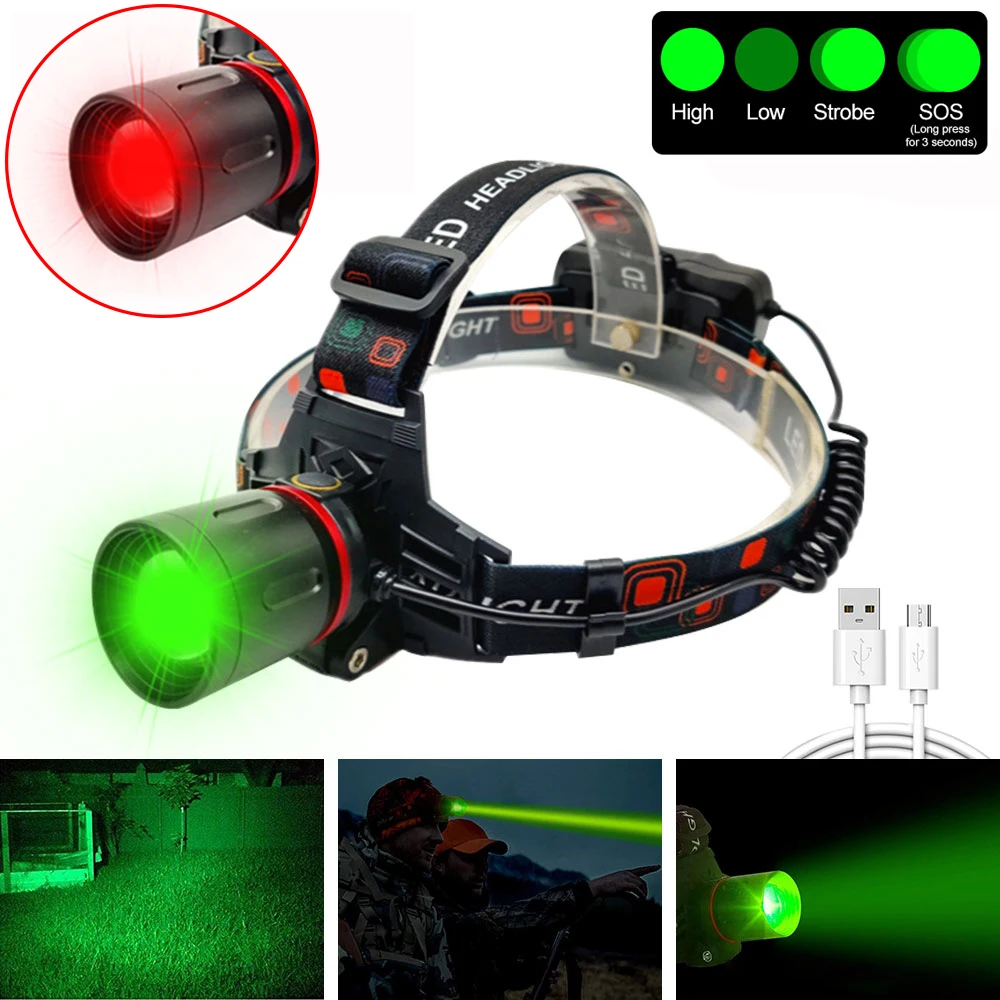 Led-Headlamp-Green-Red-Light-Hunting-Headlight-Zoom-Head-Lamp ...