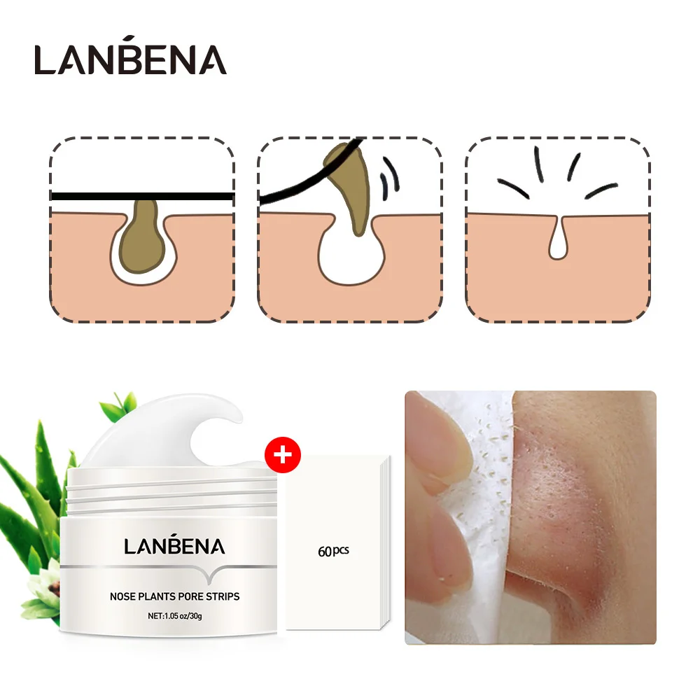 LANBENA mascarilla para eliminar puntos negros, producto para el cuidado de la piel, tiras de ...