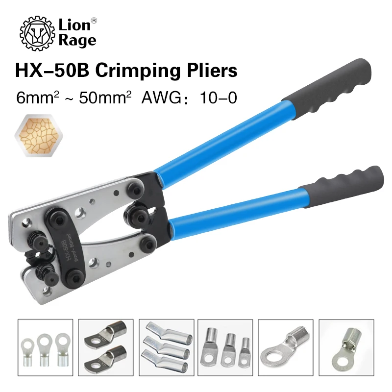 Crimping Pliers Tube Terminal Crimper Hex Crimp Tool Multitool Battery Cable Lug Cable Hand ...