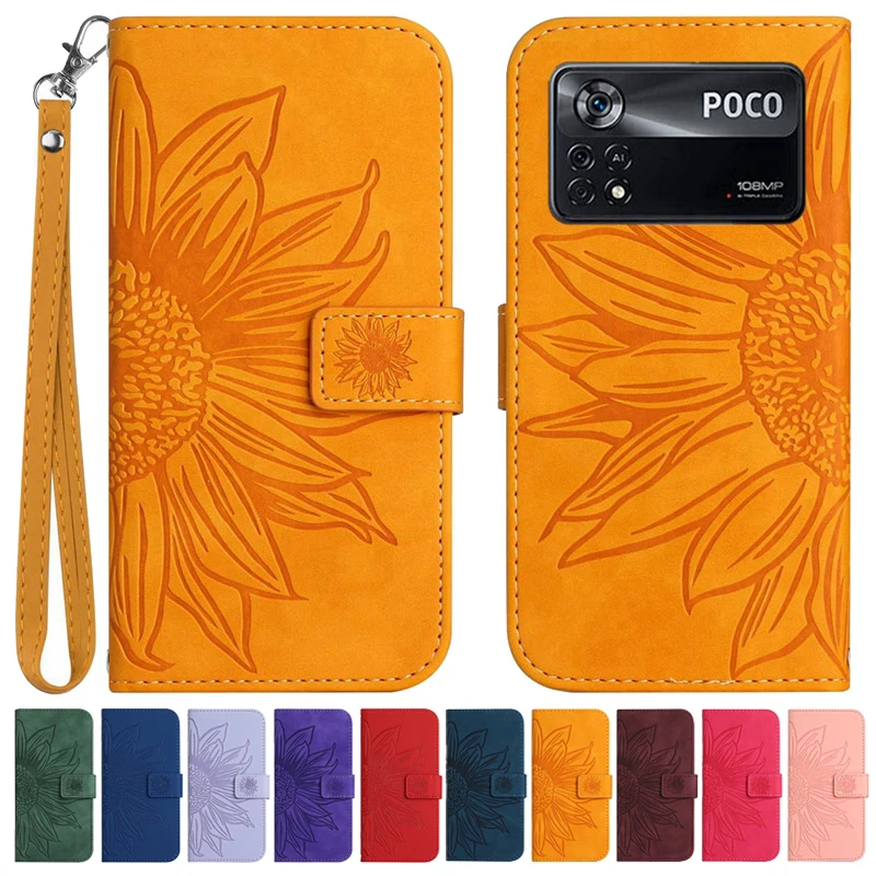 Sun Flower Flip Cover Case on For Xiaomi Poco X4 Pro 5G F4 GT X4GT ...